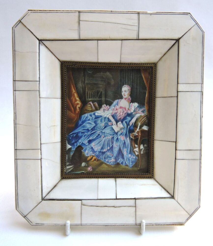 Miniature Painting on Ivory in Ivory Frame, Madame du Pompadour - mid ...