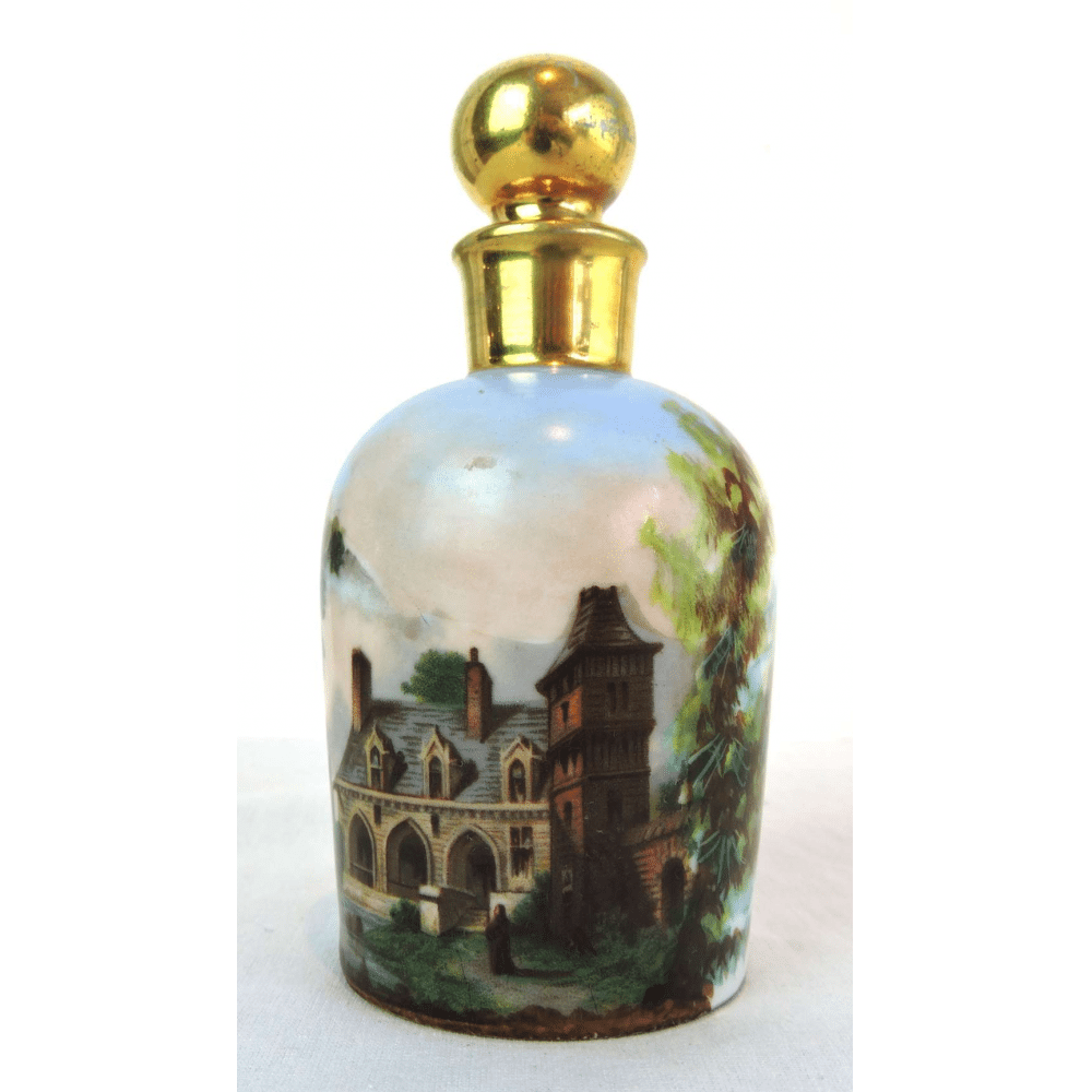 European Porcelain Perfume Bottle With Hand-Painted Scene