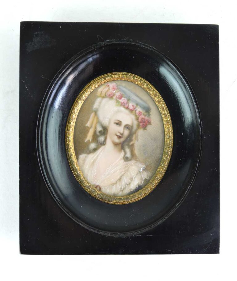 Miniature Portrait On Ivory In Decorative Ivory Frame - c. 1890