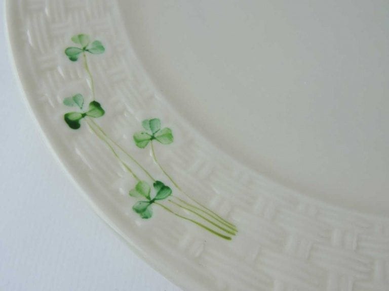 Irish Belleek Shamrock Dinner Plates