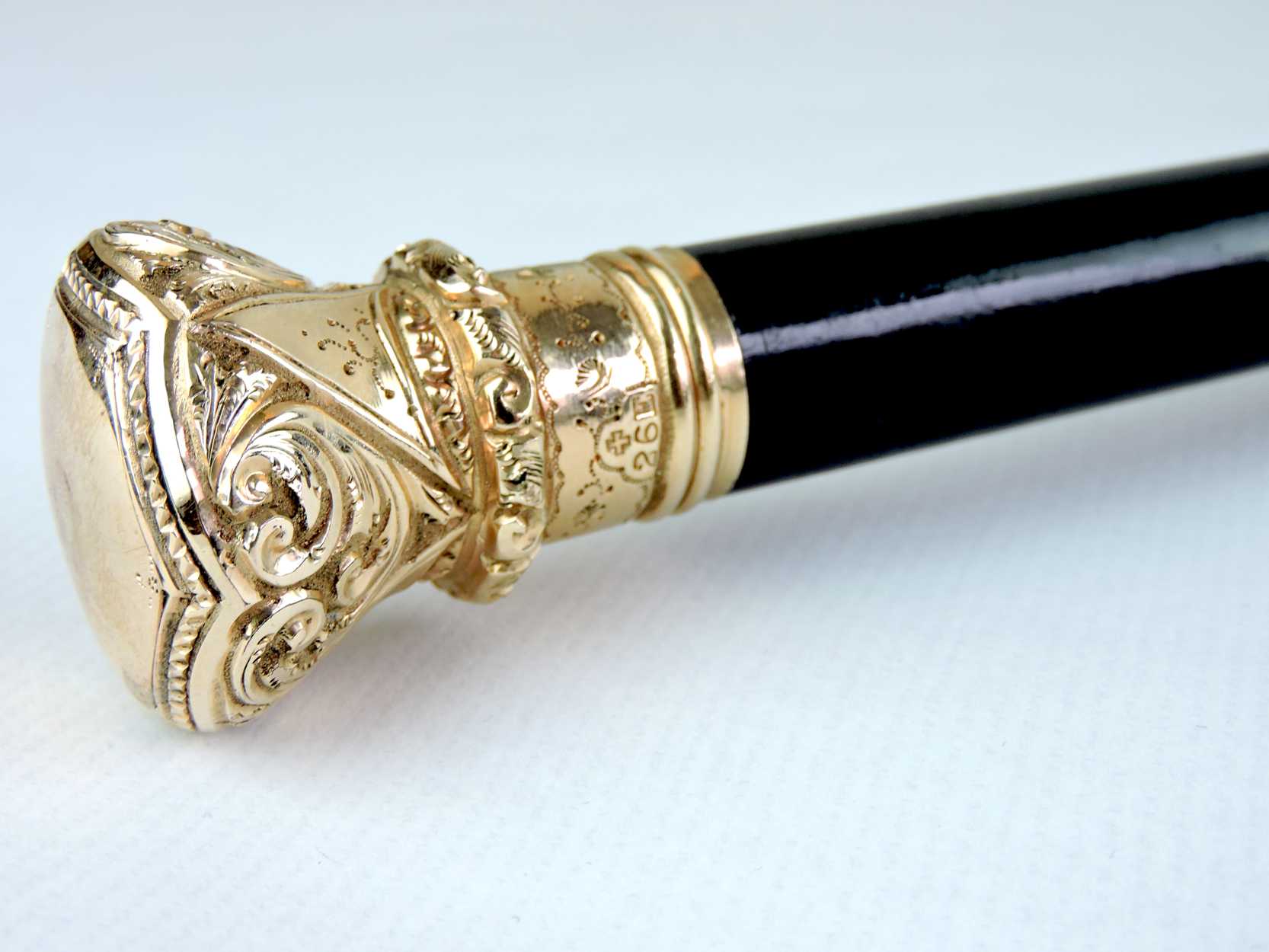 Edwardian Walking Stick / Cane With Elaborate Gold Filled Knob ...