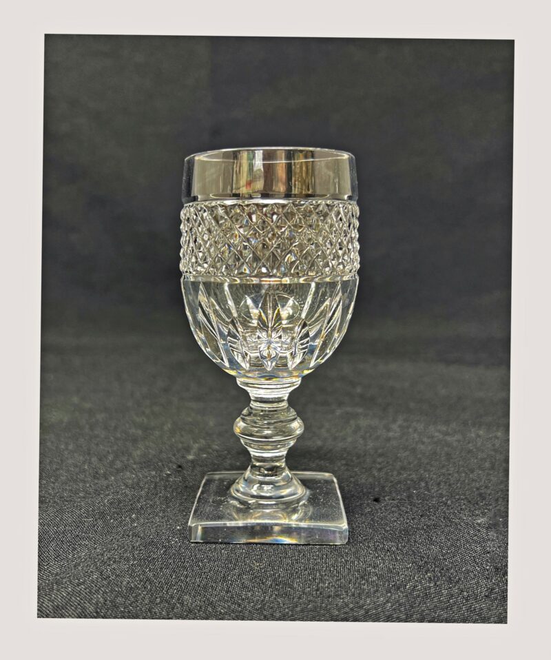 CUT CRYSTAL GOBLETS WITH A RARE "SQUARE " BASE & 6" IN HEIGHT