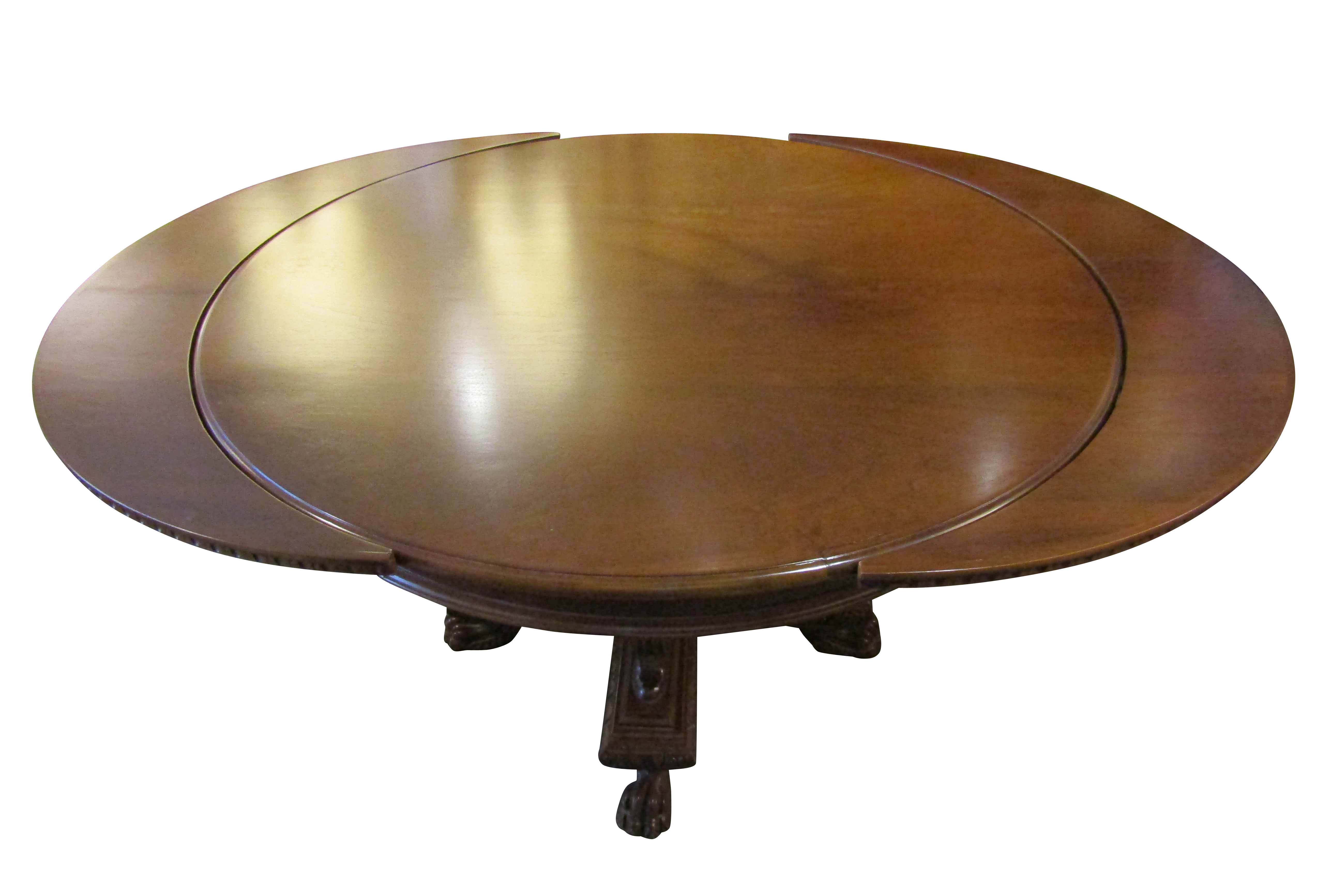 Round - 51 inch Diameter - Walnut Dining Table with Carved Pedestal ...