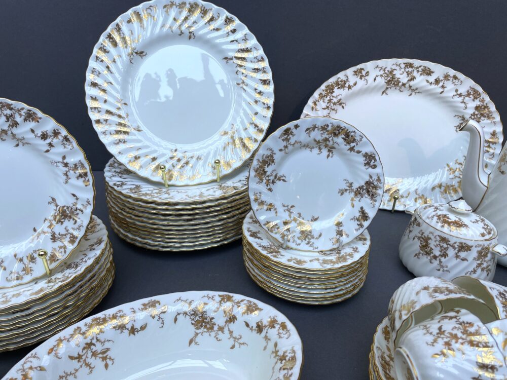Set of Minton 'Ancestral Gold' Pattern - Gold and White China - 68 pieces