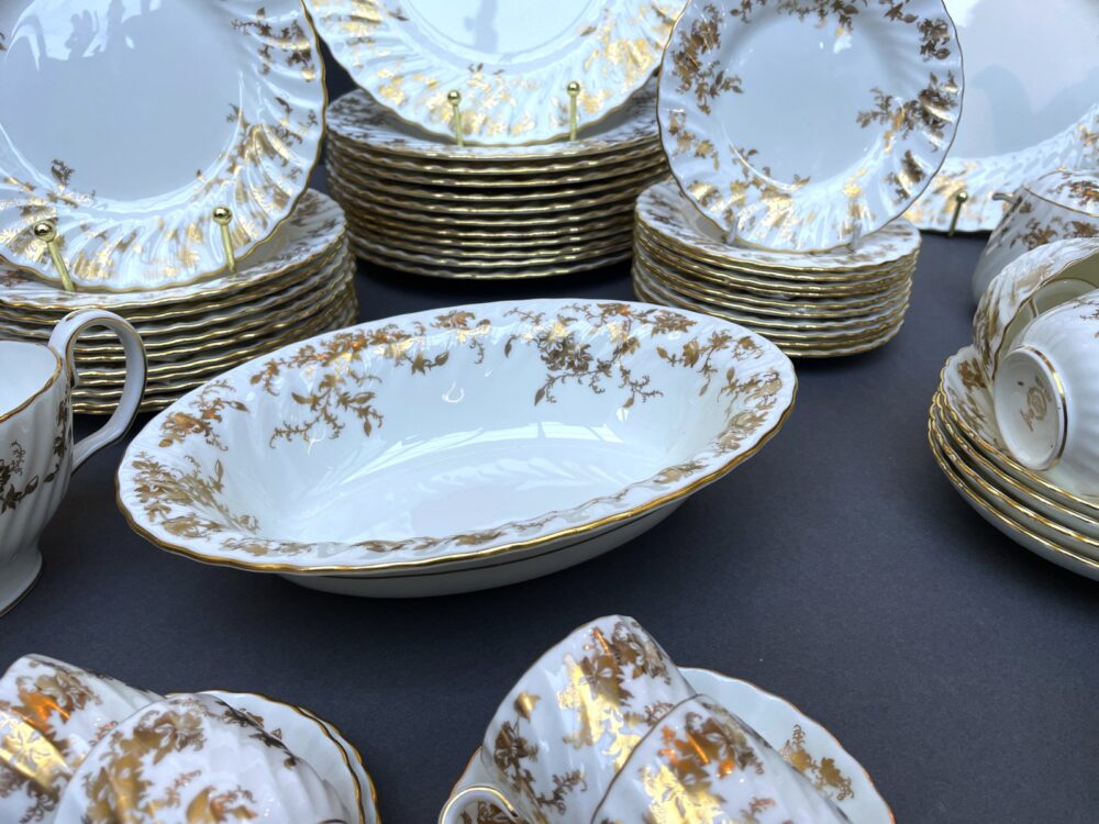 Set of Minton 'Ancestral Gold' Pattern - Gold and White China - 68 pieces