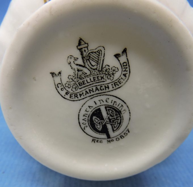 Irish Belleek Black Mark Porcelain Vase - Decorated with Shamrocks ...