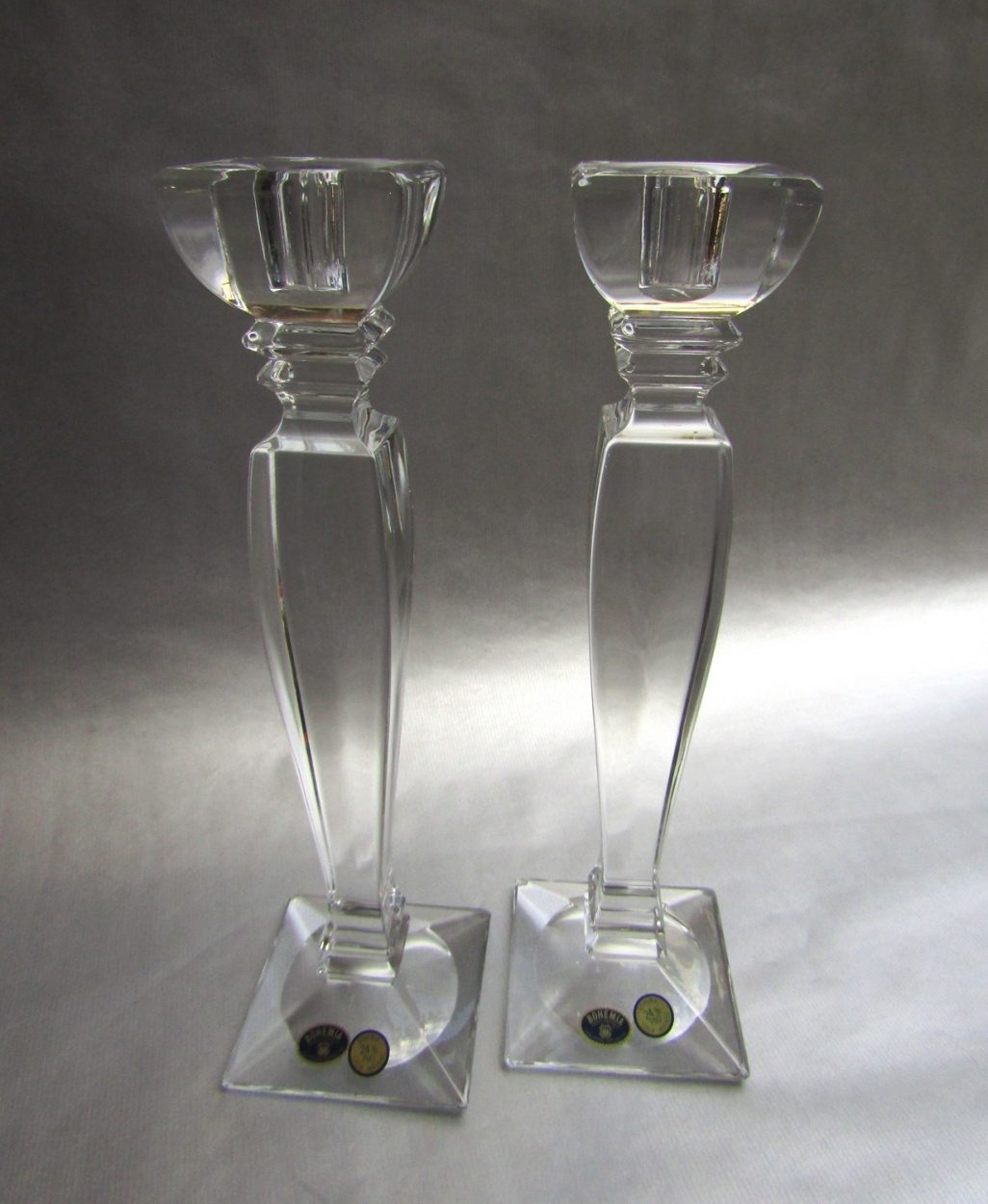 Pair of 12 Inch Tall Bohemia Czech Republic 24% Lead Crystal ...