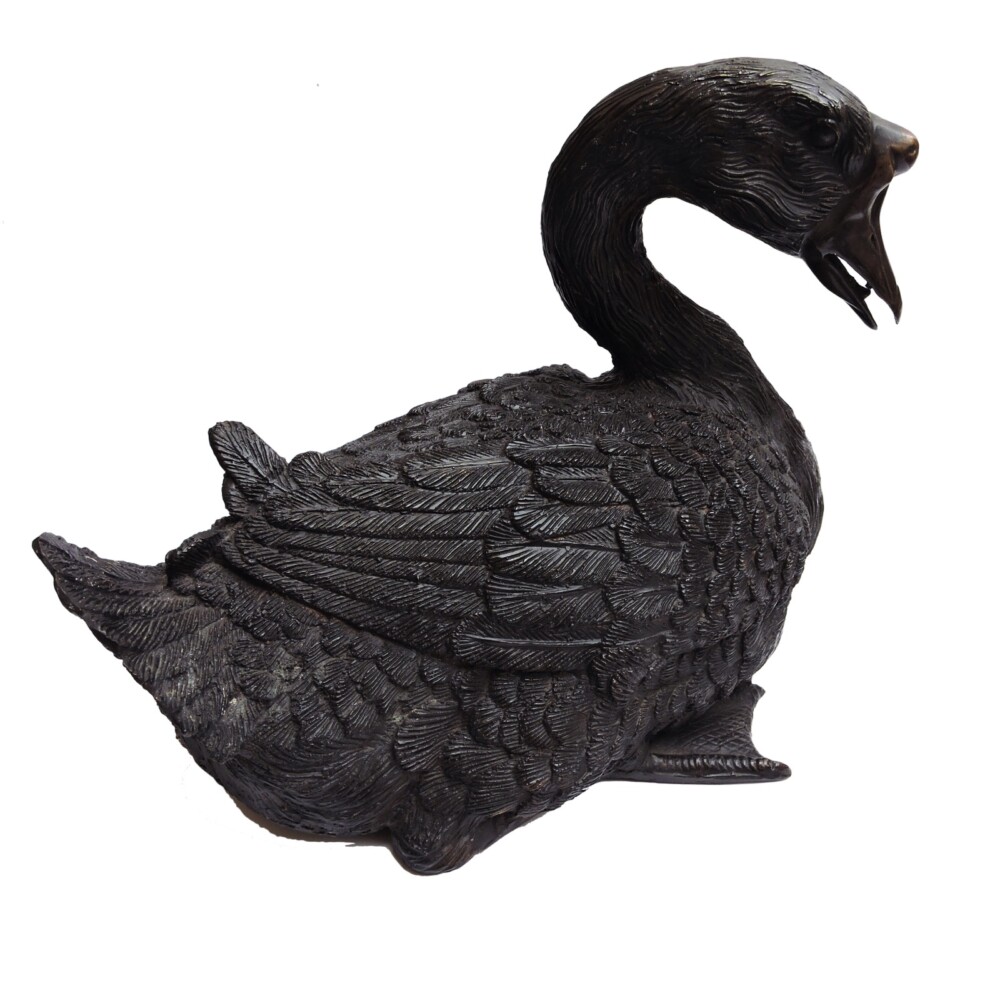 Pair of Large Bronze Black Swan Sculptures