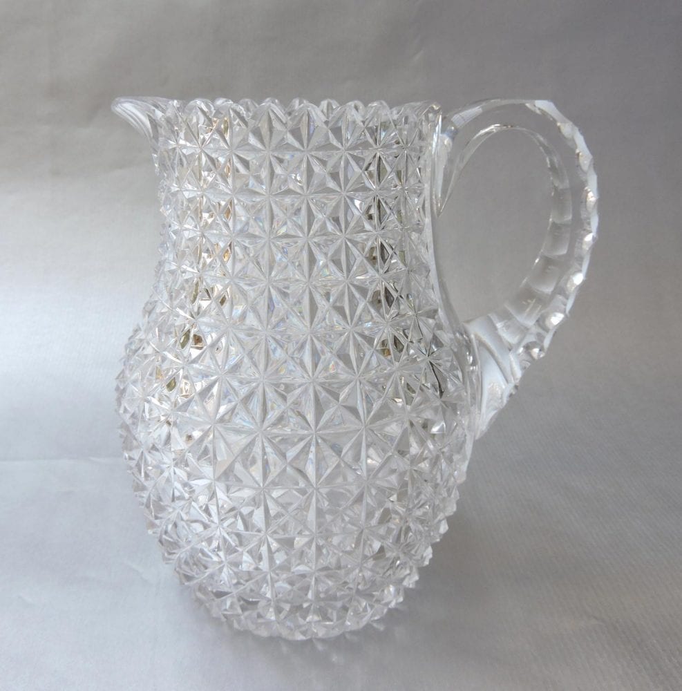 American Brilliant "Sharp Diamond Cut" Crystal Pitcher with Clear Spout ...