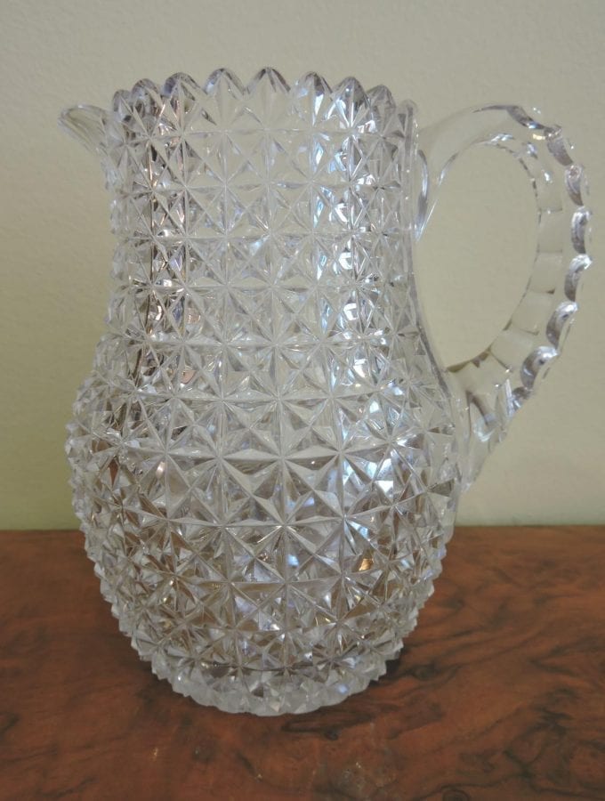 American Brilliant "Sharp Diamond Cut" Crystal Pitcher with Clear Spout ...