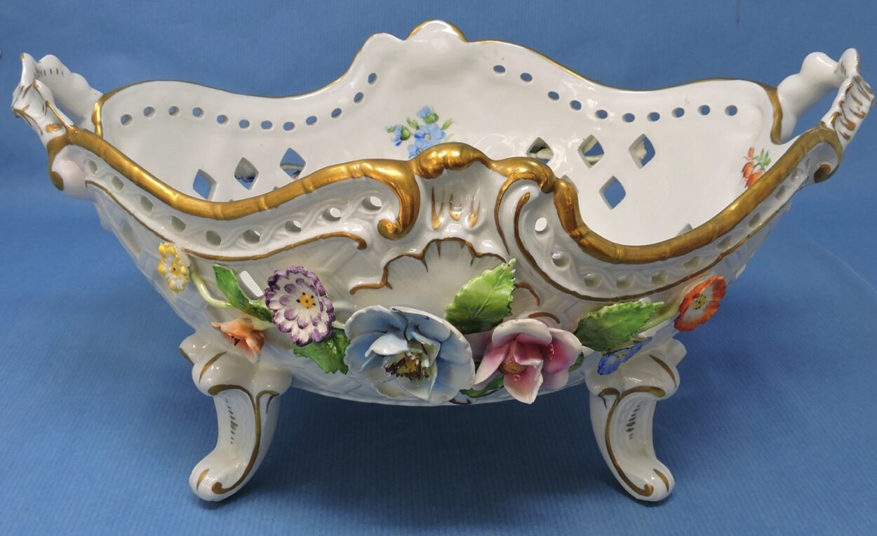 Hand-Painted Dresden Germany Porcelain 2-Handled Centrepiece , c. 1900 ...