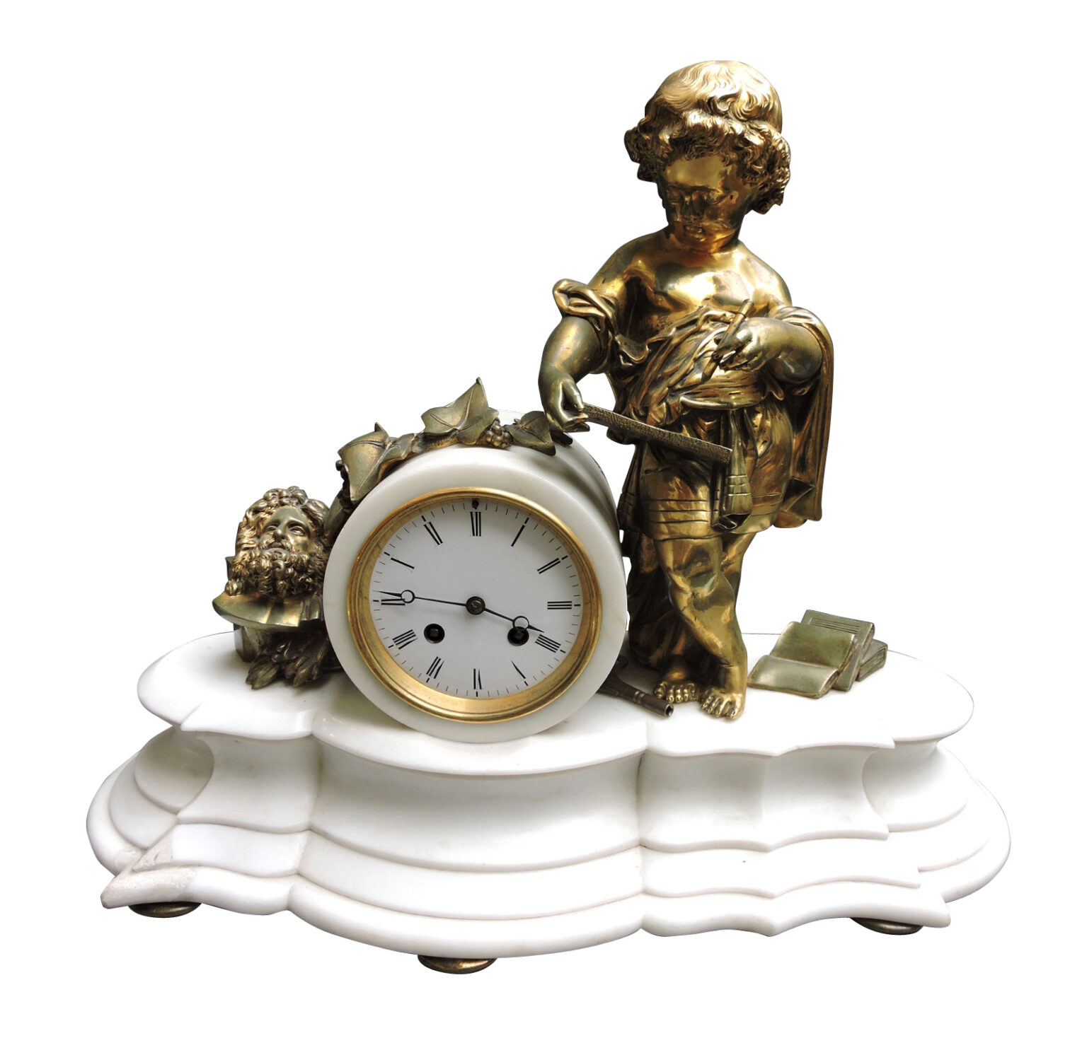 Miroy Frères Paris Gilt Bronze & Marble Mantle Clock - circa 1850