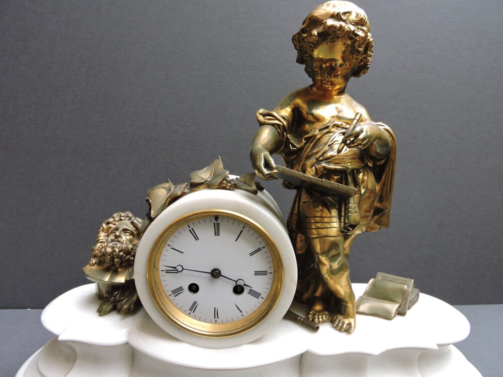 Miroy Frères Paris Gilt Bronze & Marble Mantle Clock - circa 1850
