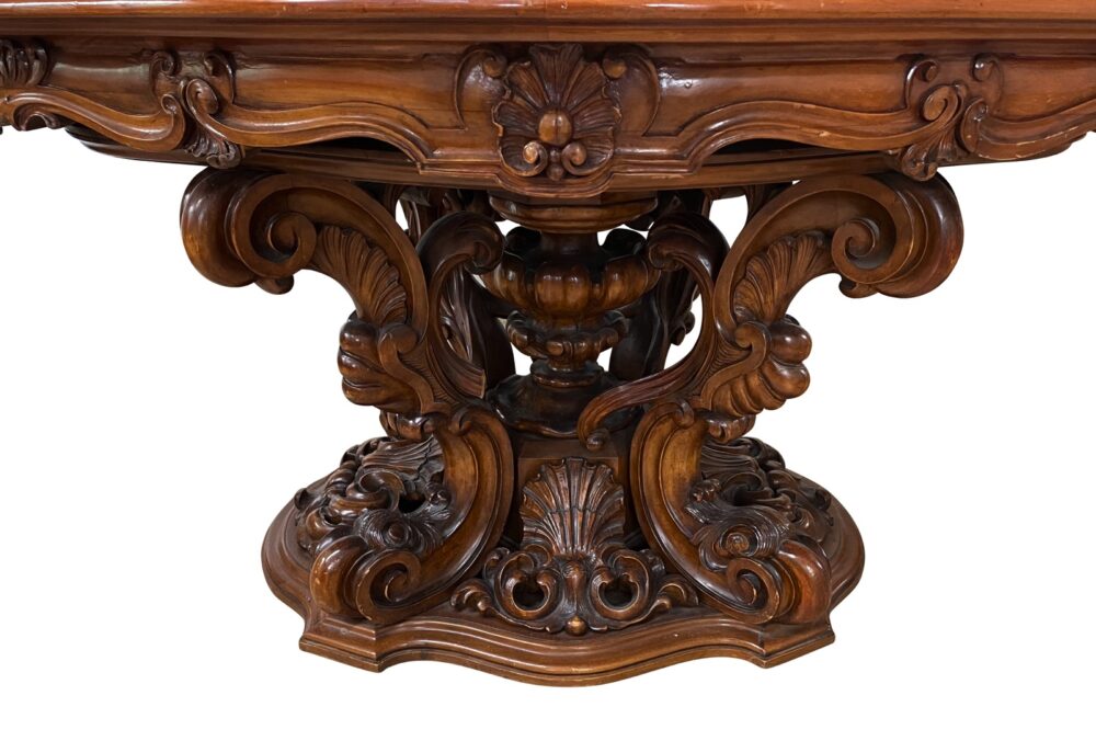 19th Century Italian Walnut - Rococo Style Table with Heavy Hand Carved ...