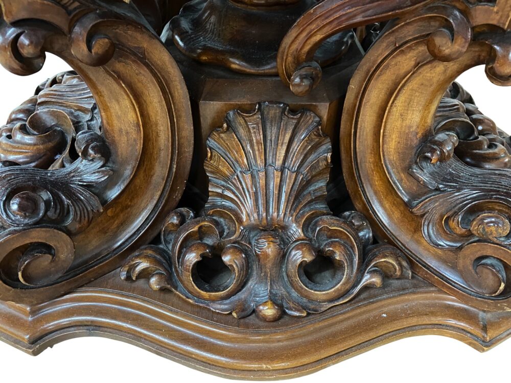 19th Century Italian Walnut - Rococo Style Table with Heavy Hand Carved ...