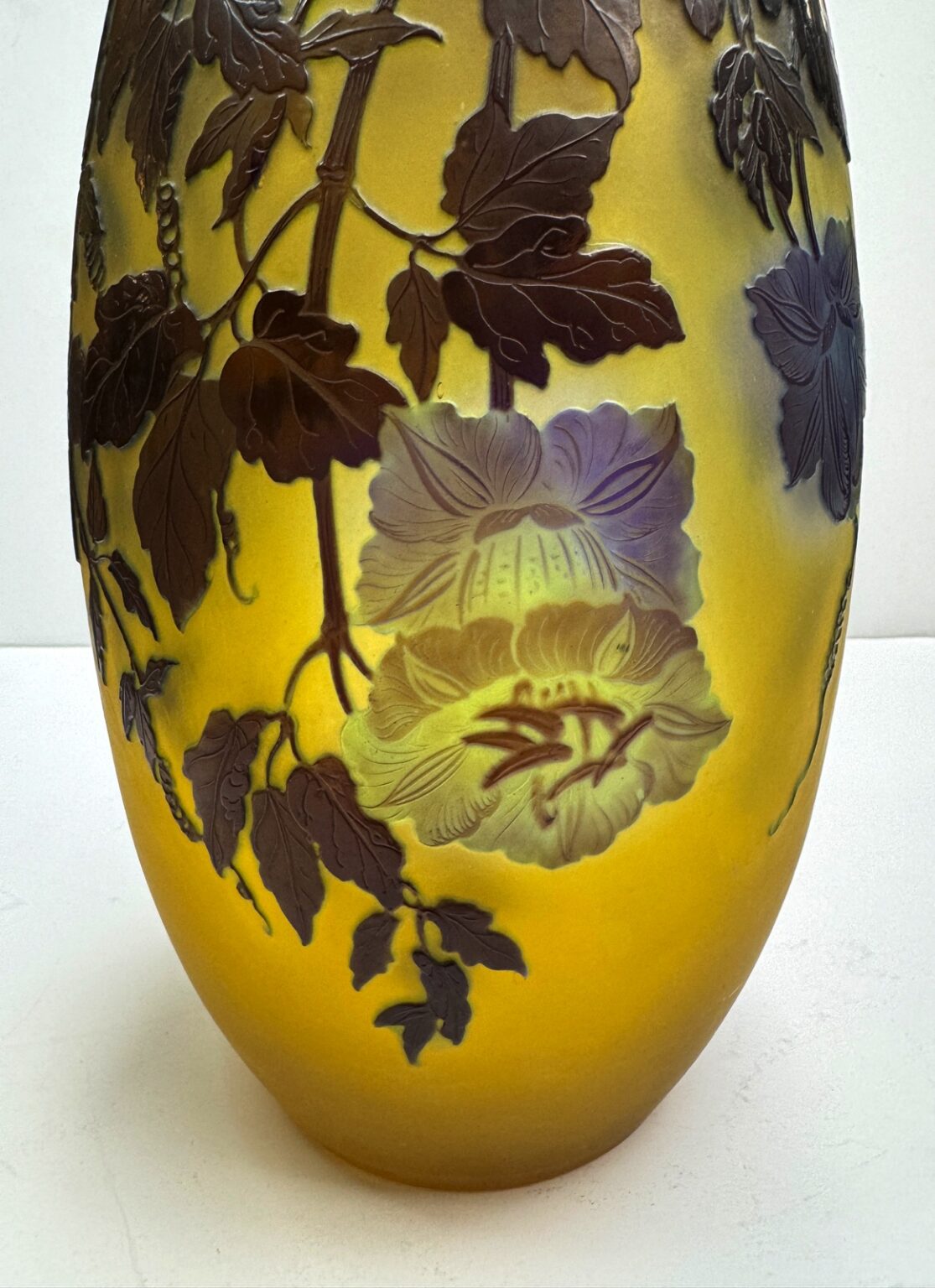 Art Glass - Large 13 Inch Antique Emile Gallé Vase - 4 Colour - Multi ...