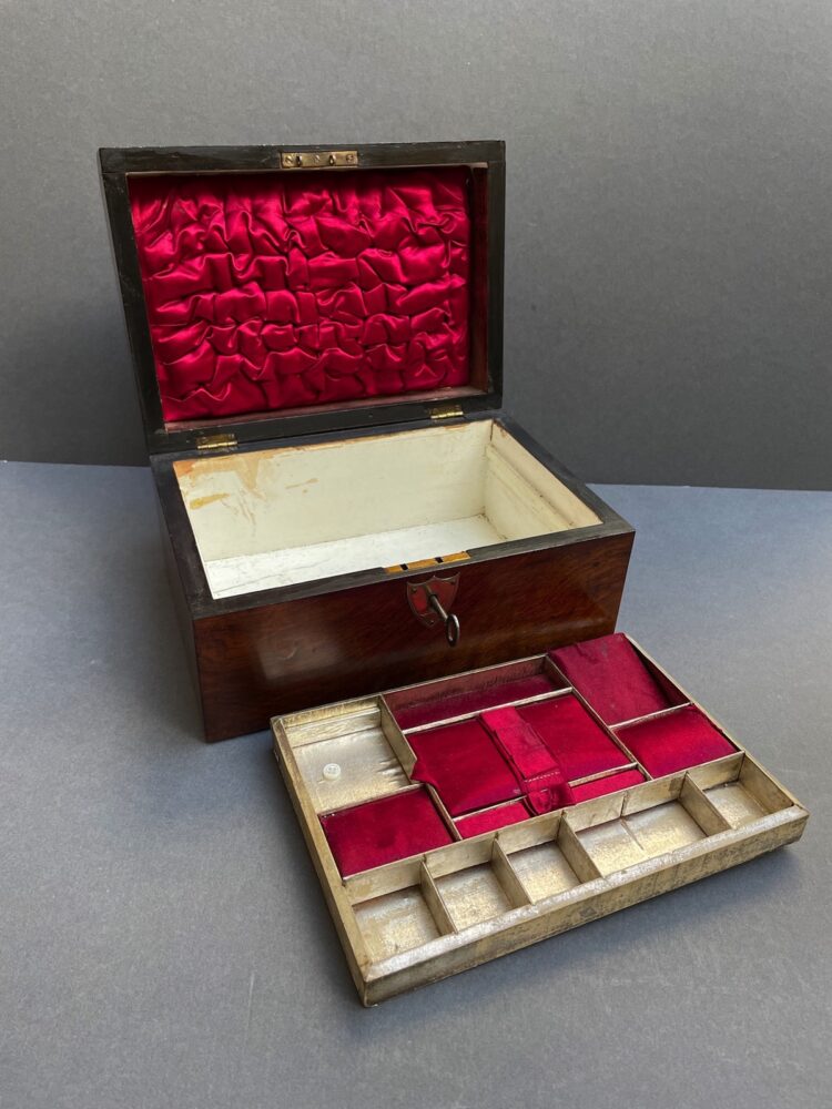 Victorian Mahogany Sewing Box with Brass Hardware - circa 1890