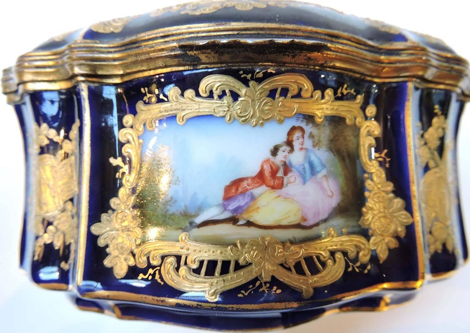 Late 19th Century French Sevres-Style Porcelain Trinket Box with Gilt ...