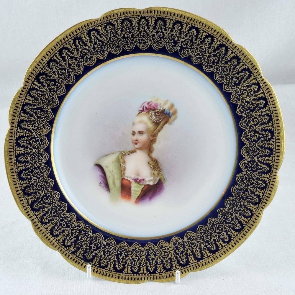Pair of Napoleon III Sevres Portrait Plates, 1860, Mdme Pompadour / Marat