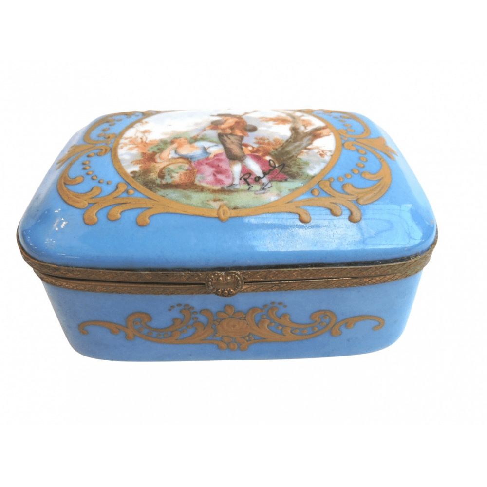 French Porcelain Hinged Porcelain Box c.1920