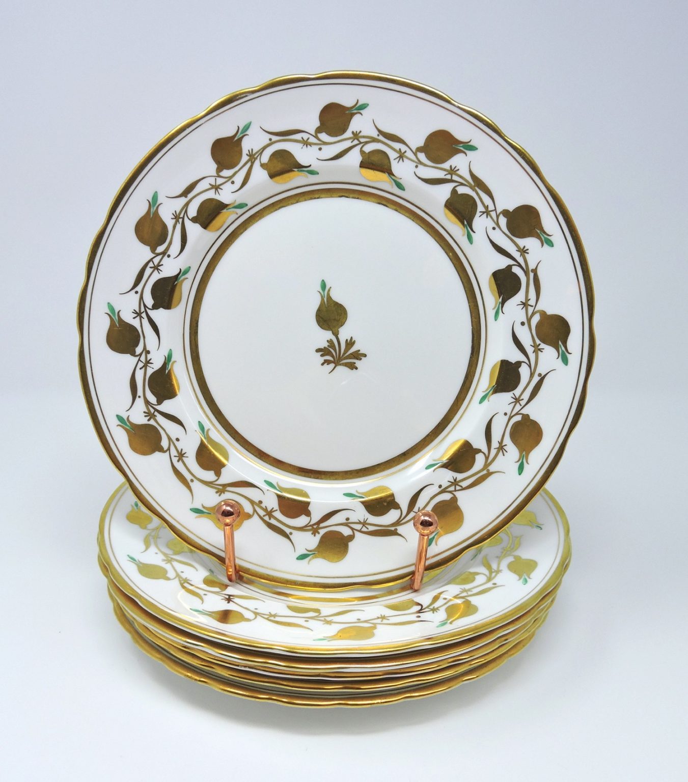 Set of 6 Royal Chelsea English Bone China 8 1/2 Inch Plates - "Golden ...