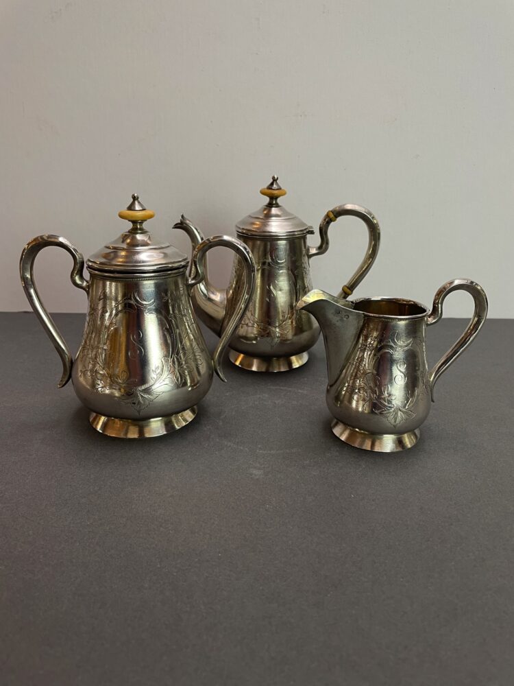 .875 Grade - 3 Piece Imperial Russian Silver Bachelor Tea Set