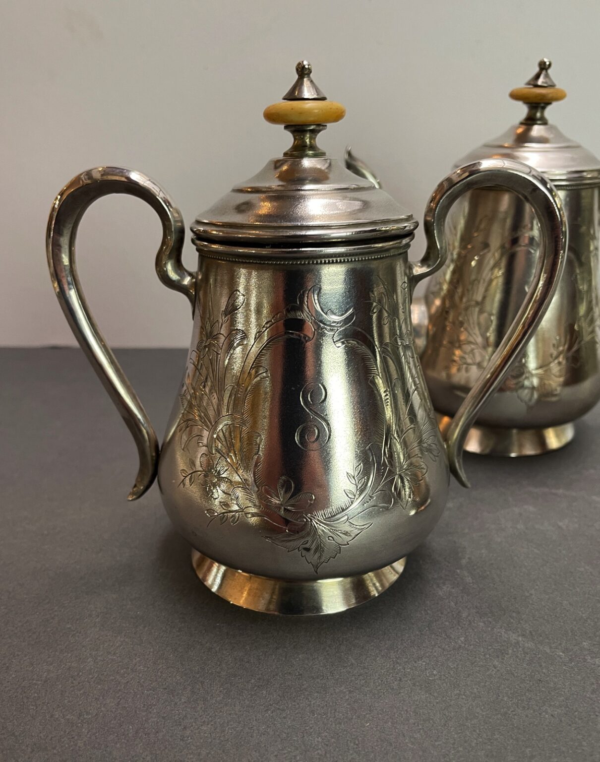 .875 Grade - 3 Piece Imperial Russian Silver Bachelor Tea Set