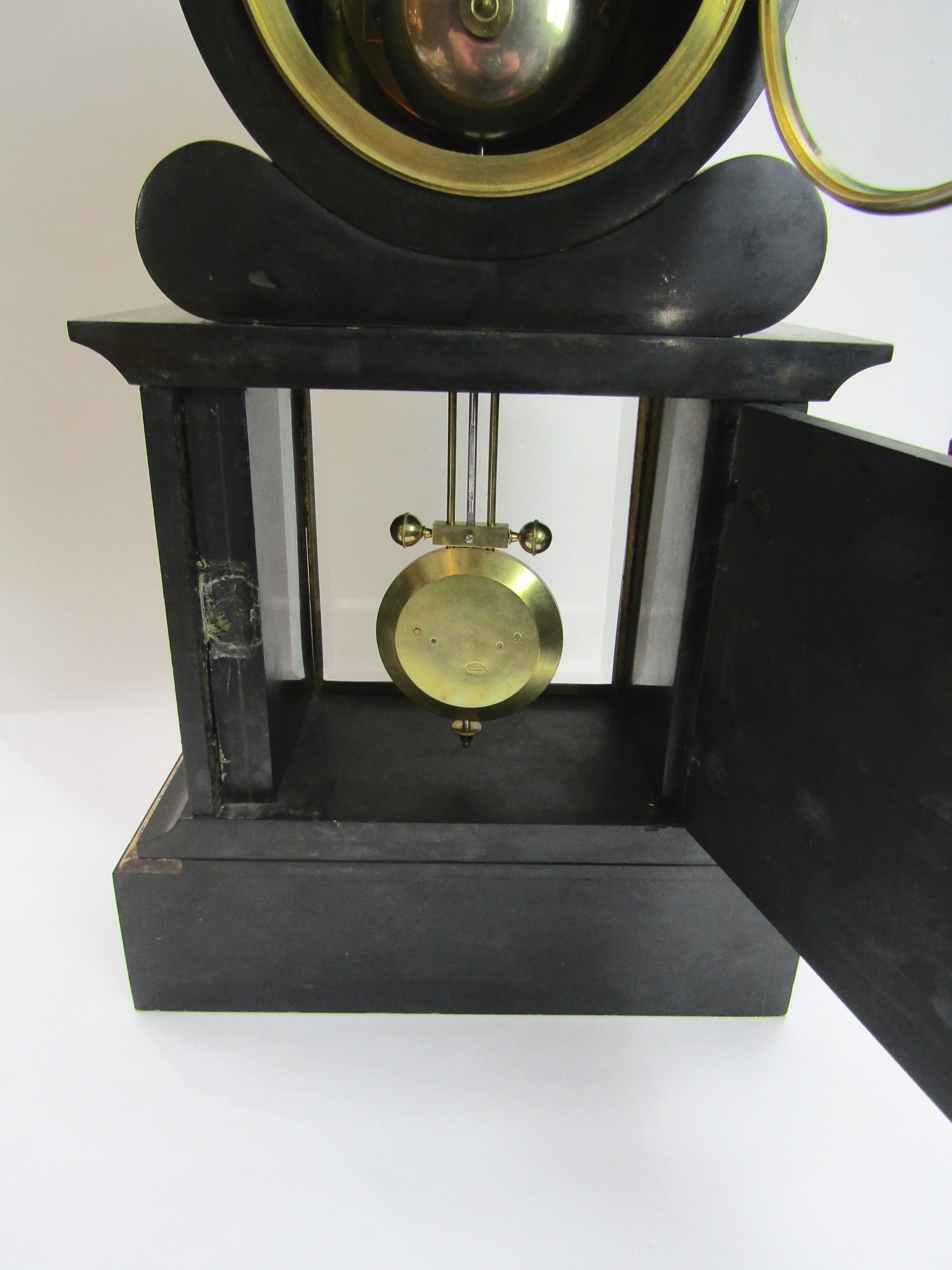 French 19th Century Heavy Black Slate & Marble Clock - Samuel Marti ...