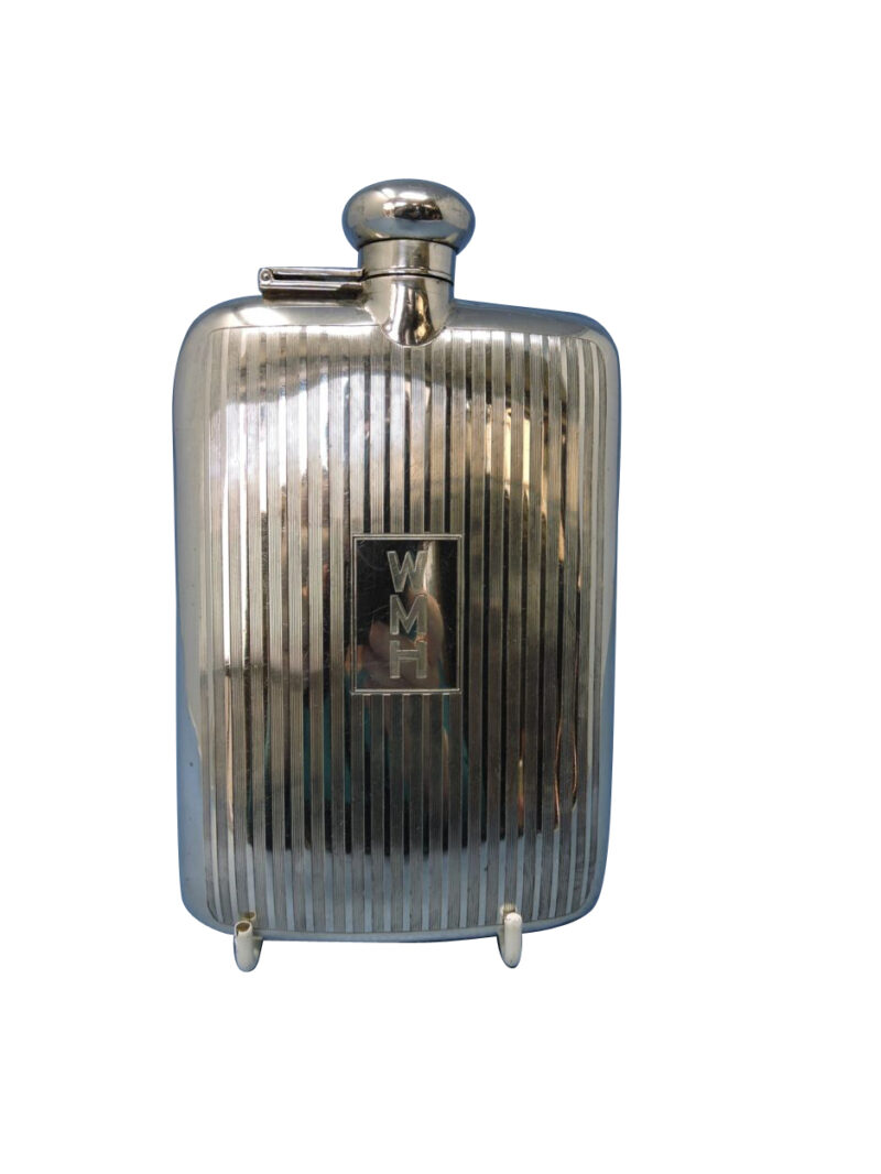 Large Birks Sterling Silver Hip Flask with Hinged, Locking Lid