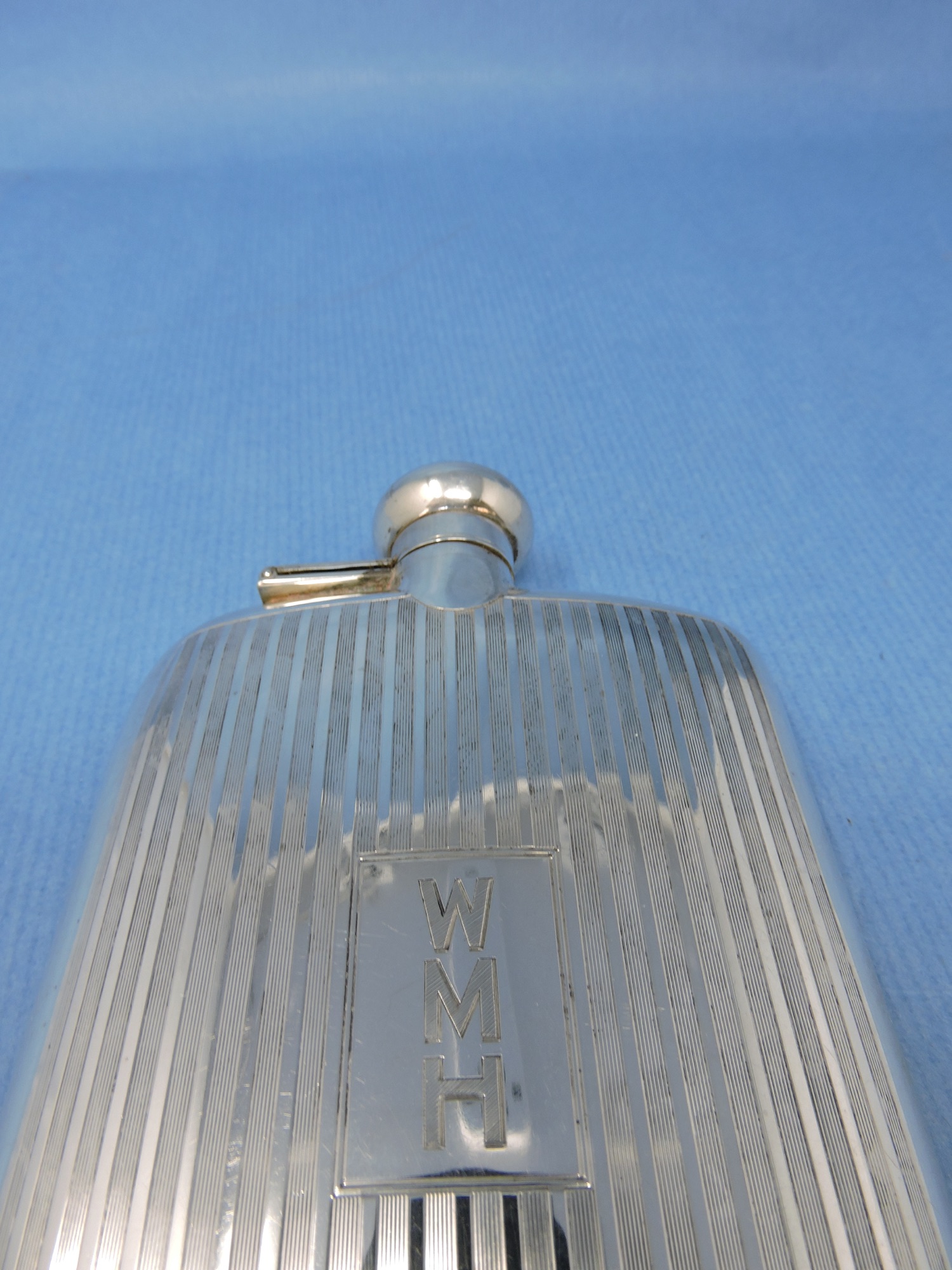 Large Birks Sterling Silver Hip Flask with Hinged, Locking Lid ...