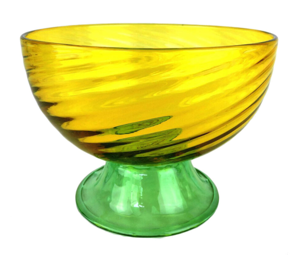 Steuben American Art Glass Hand-Blown Bowl on a Pedestal Base, c. 1920 ...