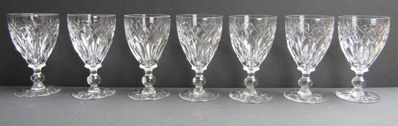 Set of 7 Signed Stuart England Crystal White Wine Glasses