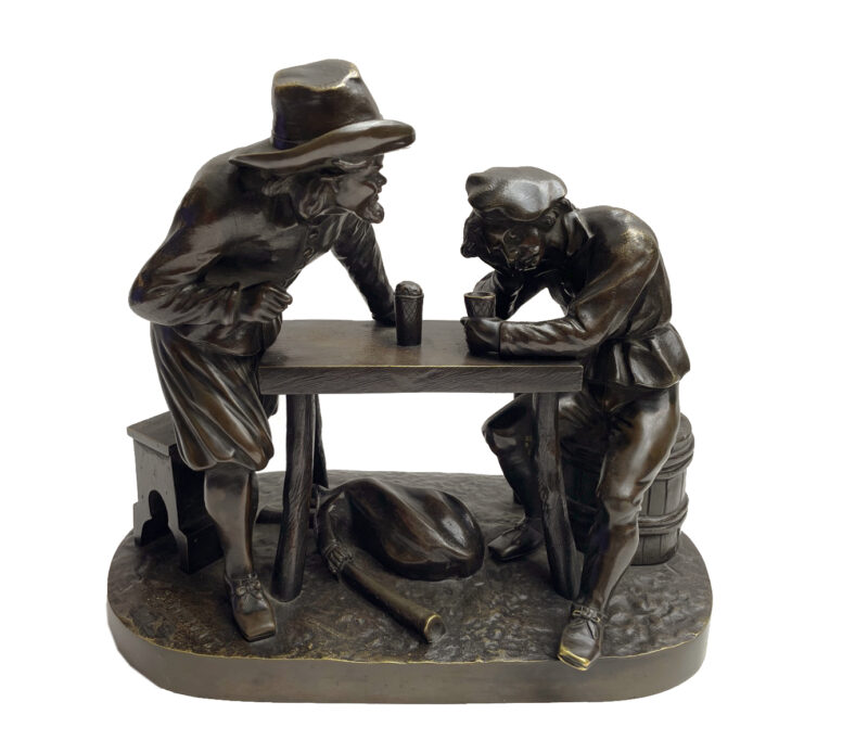 French 19th Century Bronze Sculpture Depicting Two Men Drinking at a ...
