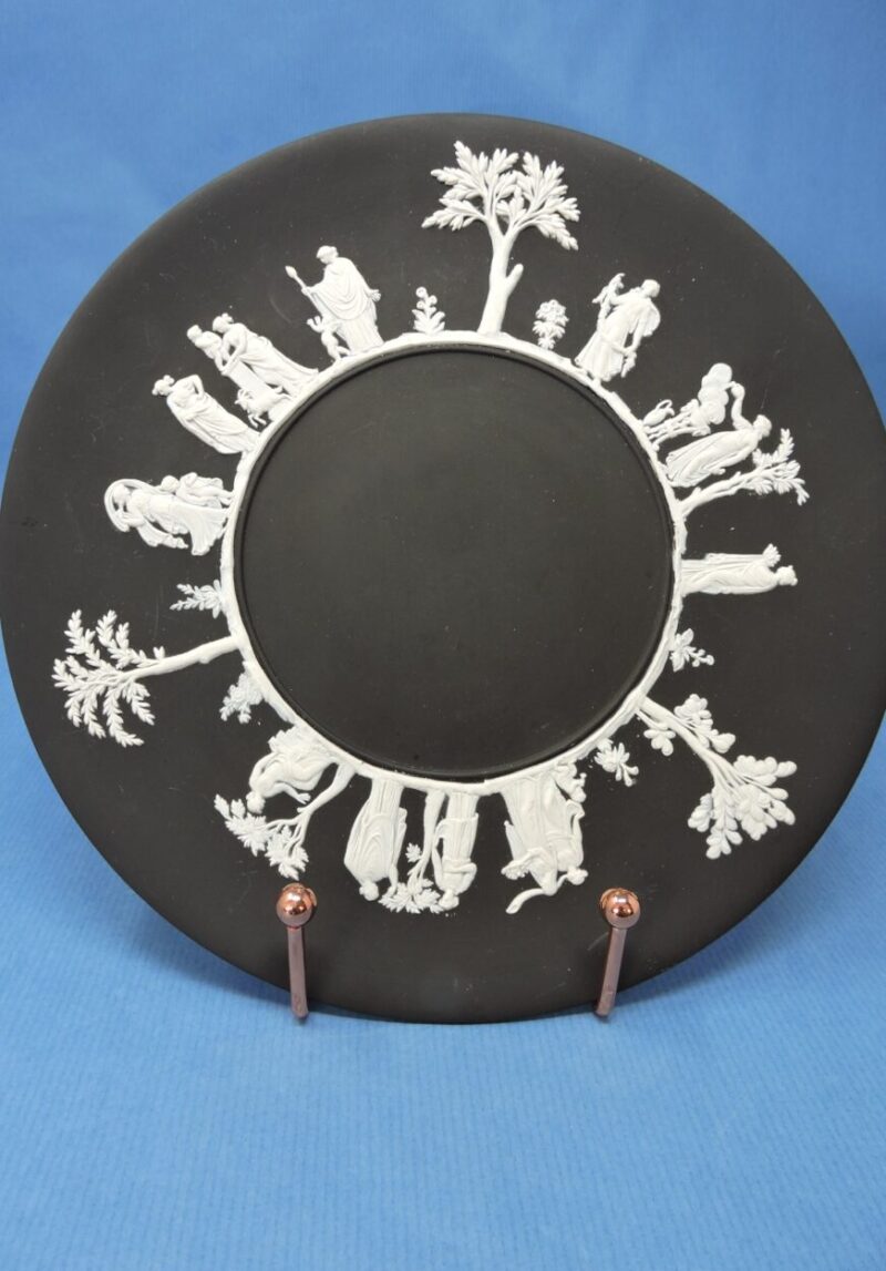 Wedgwood England Black Jasperware Plate with White Grecian Figural ...