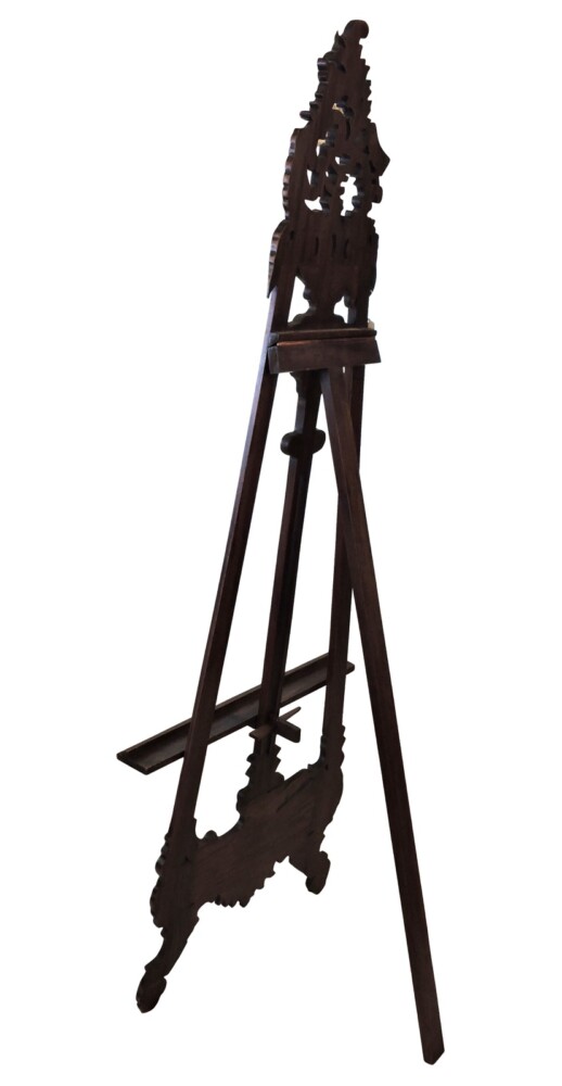 Large Carved Mahogany Free-Standing Easel